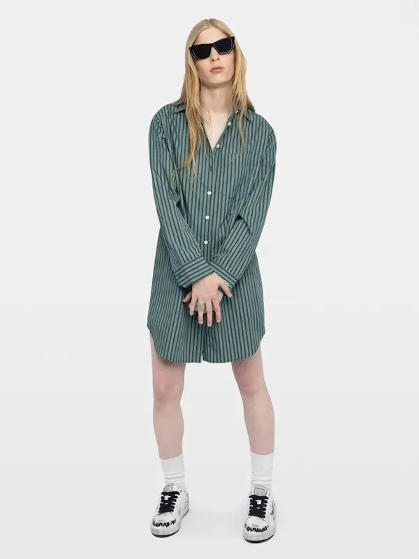 Zadig&Voltaire Rorning Striped Shirt Dress - Emerald