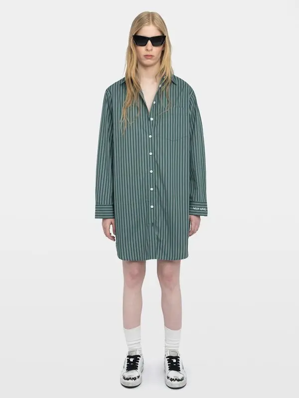Zadig&Voltaire Rorning Striped Shirt Dress - Emerald