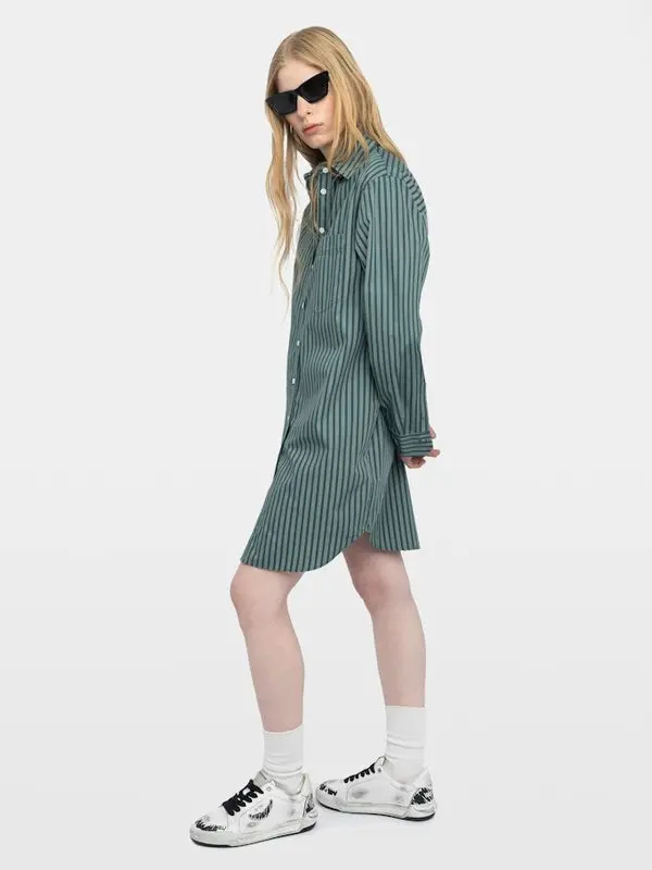 Zadig&Voltaire Rorning Striped Shirt Dress - Emerald