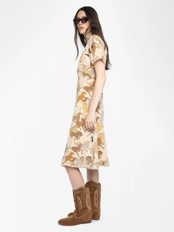 Zadig&Voltaire Rhodral Horse Print Midi Dress - Ecru
