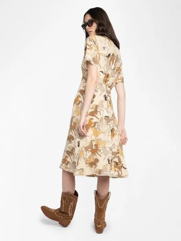 Zadig&Voltaire Rhodral Horse Print Midi Dress - Ecru