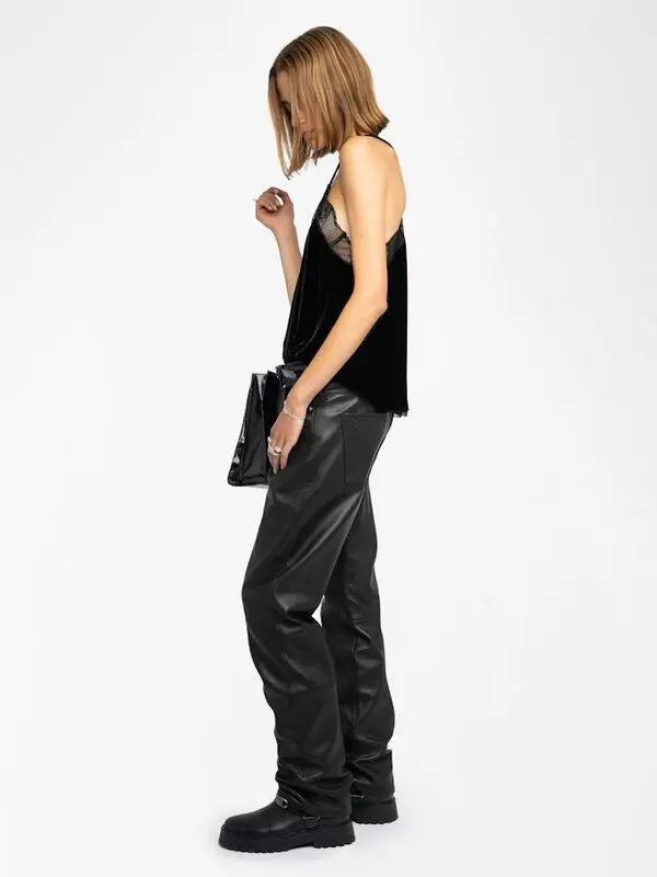 Zadig&Voltaire Christy Velvet Camisole With Lace Trim - Black