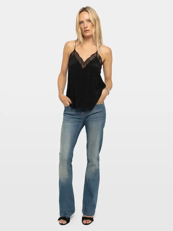 Zadig&Voltaire Christy Diamanté Silk Camisole - Black