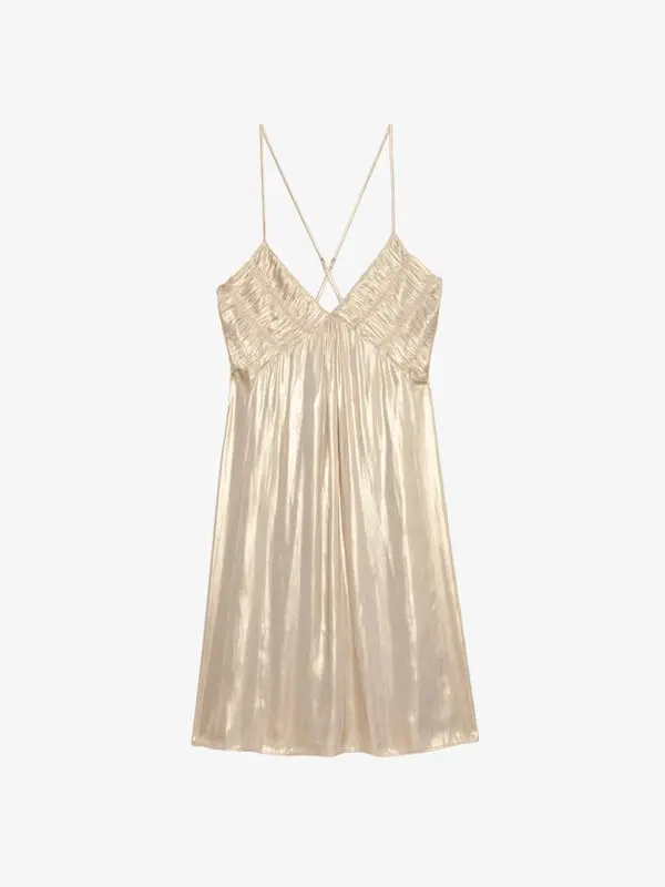Zadig&Voltaire Rayonna Pleated Satin Dress - Gold