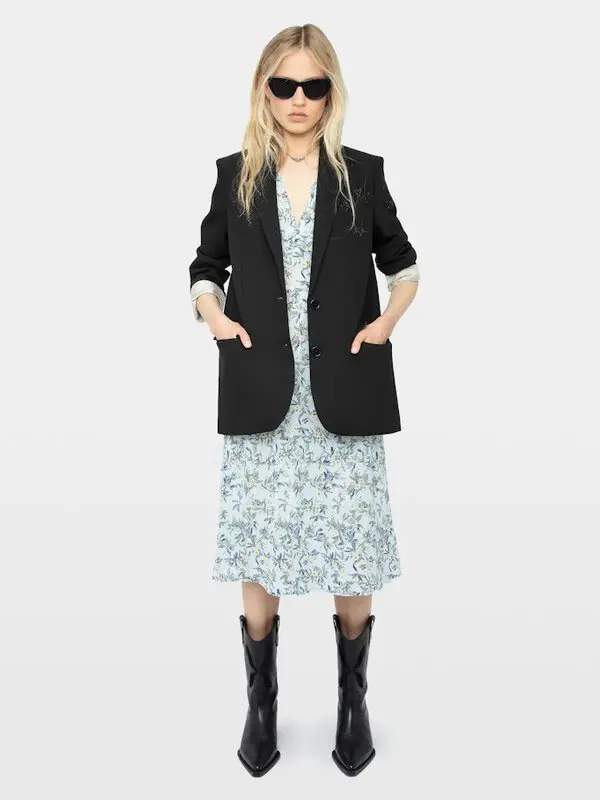 Zadig&Voltaire Rhodral Floral Print V-neck Midi Dress - Cloud