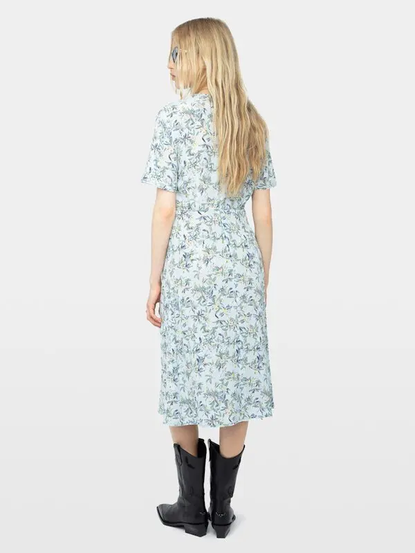 Zadig&Voltaire Rhodral Floral Print V-neck Midi Dress - Cloud