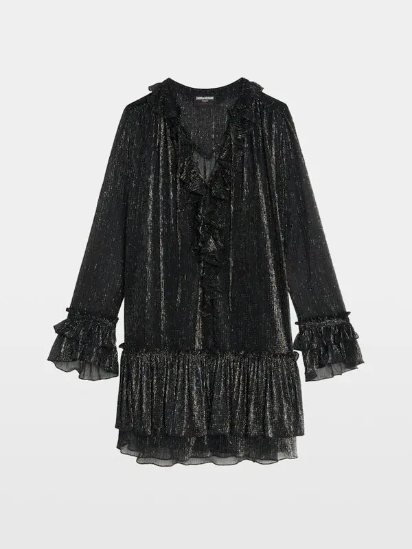Zadig&Voltaire Ralice Metallic Chiffon Dress - Black