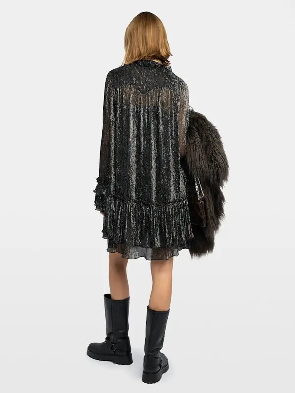 Zadig&Voltaire Ralice Metallic Chiffon Dress - Black