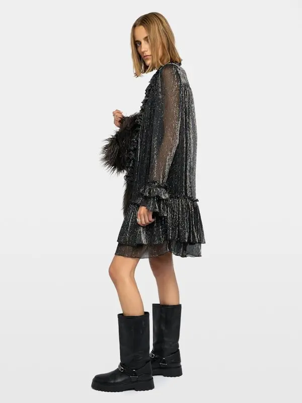 Zadig&Voltaire Ralice Metallic Chiffon Dress - Black