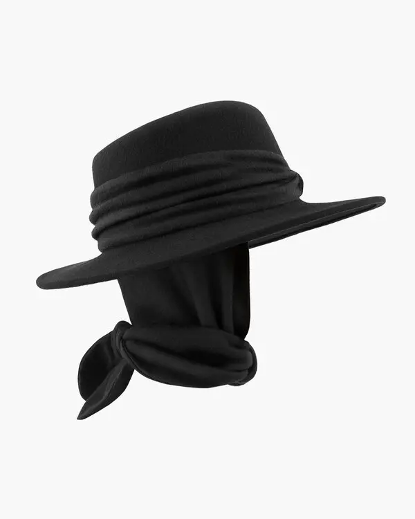 Eric Javits Hand-blocked Wool Felt Fedora With Double-faced Merino Wool Scarf - Black