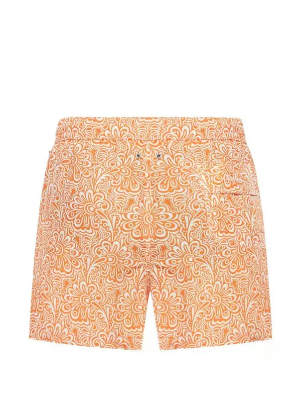 Kiton Floral-print Swim Shorts - Orange