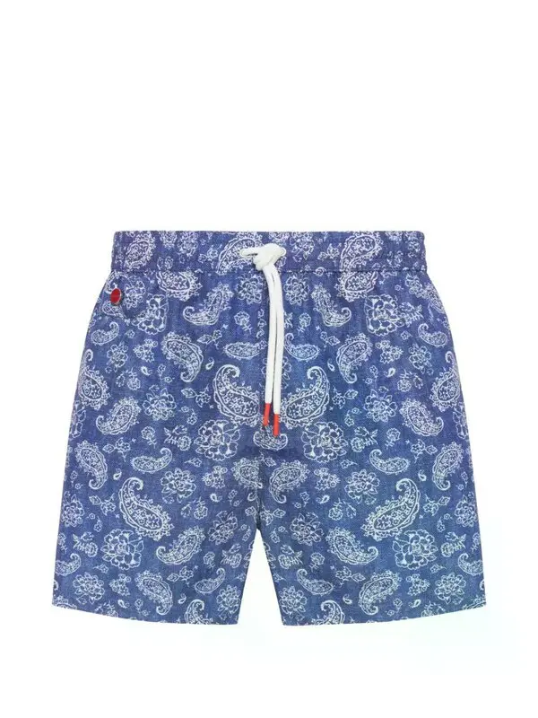 Kiton Paisley Print Swim Shorts - Blue
