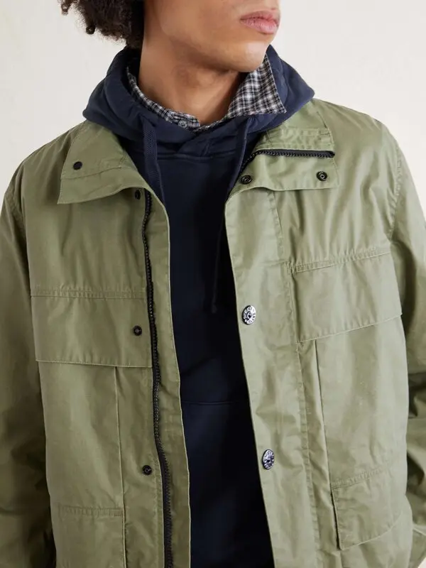 Stone Island Logo-appliquéd Waxed-canvas Field Jacket