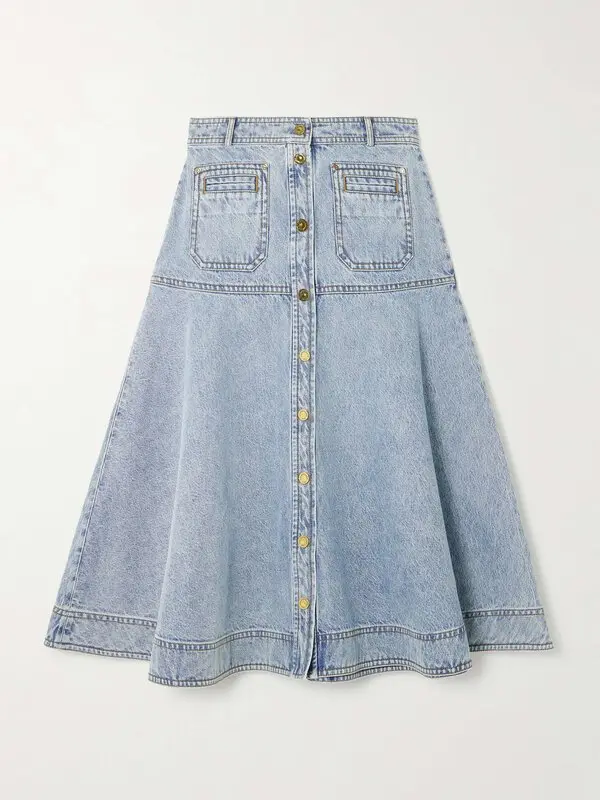 Zimmermann Denim Midi Skirt - Light Denim
