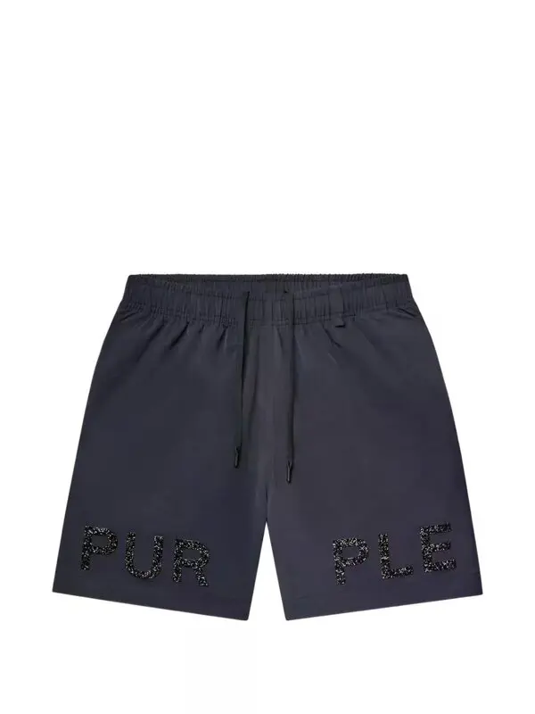 PURPLE BRAND Lettering Drawstring Shorts - Black