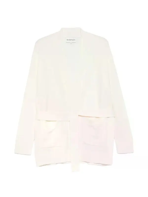 Eric Bompard Belted Pocket Jacket With Ribbed Trim - White