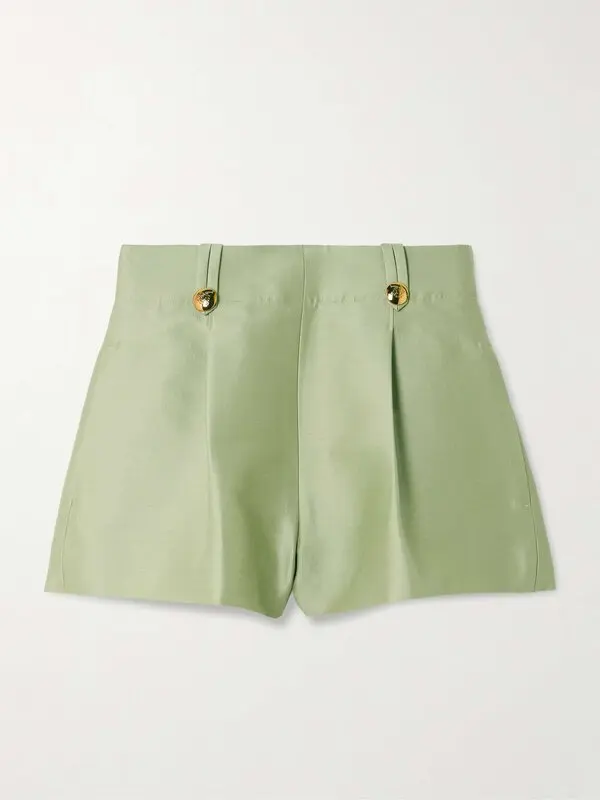 Zimmermann Luna Wool And Silk-blend Shorts - Green