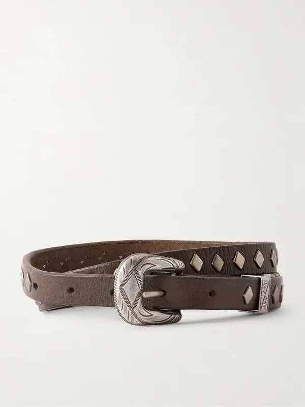 Ralph Lauren Aria Embellished Leather Belt - Dark Brown