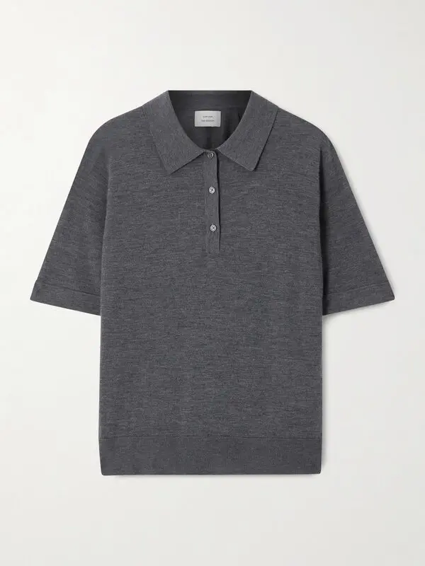 Loulou De Saison Migo Cashmere Polo Shirt - Gray