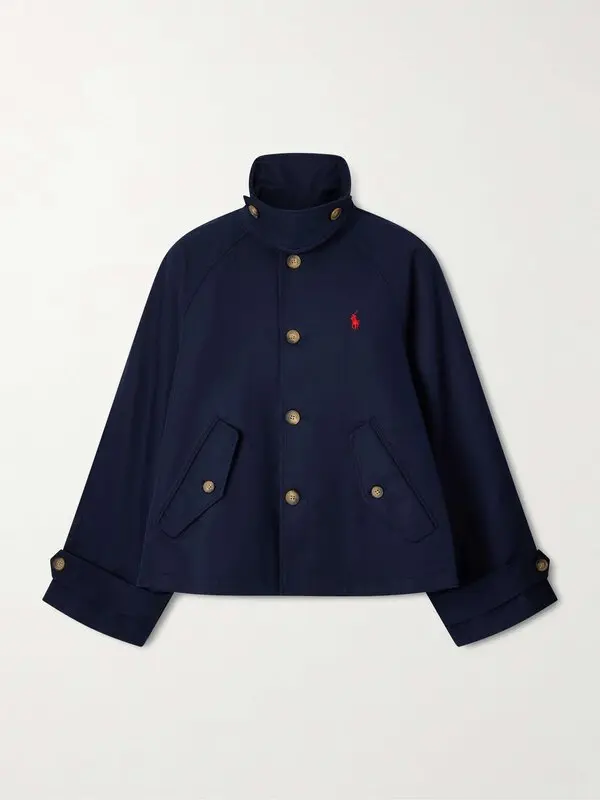 Polo Ralph Lauren Embroidered Cotton-gabardine Jacket - Navy