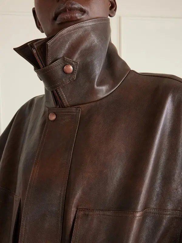Magda Butrym Oversized Leather Jacket - Metallic