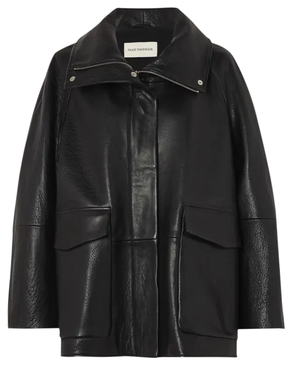 Nour Hammour Ansel Oversized Textured-leather Jacket