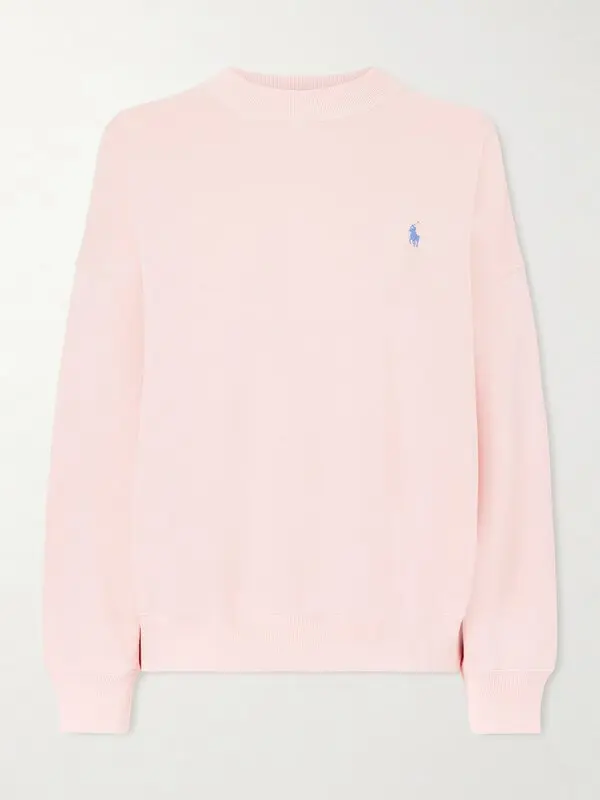 Polo Ralph Lauren Embroidered Cotton-blend Jersey Sweatshirt - Pink