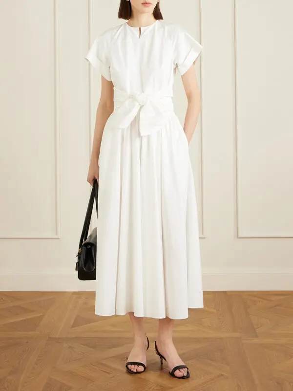 PATOU Knotted Cotton-poplin Midi Dress - White
