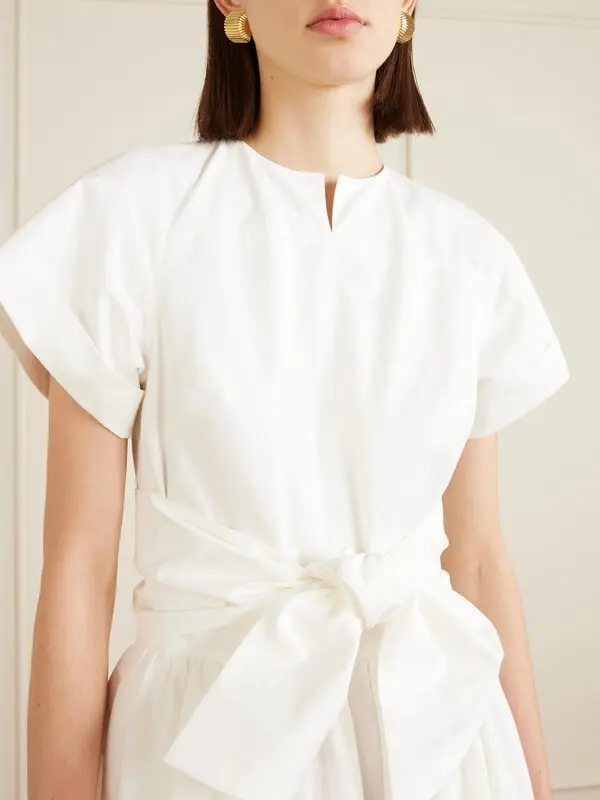 PATOU Knotted Cotton-poplin Midi Dress - White