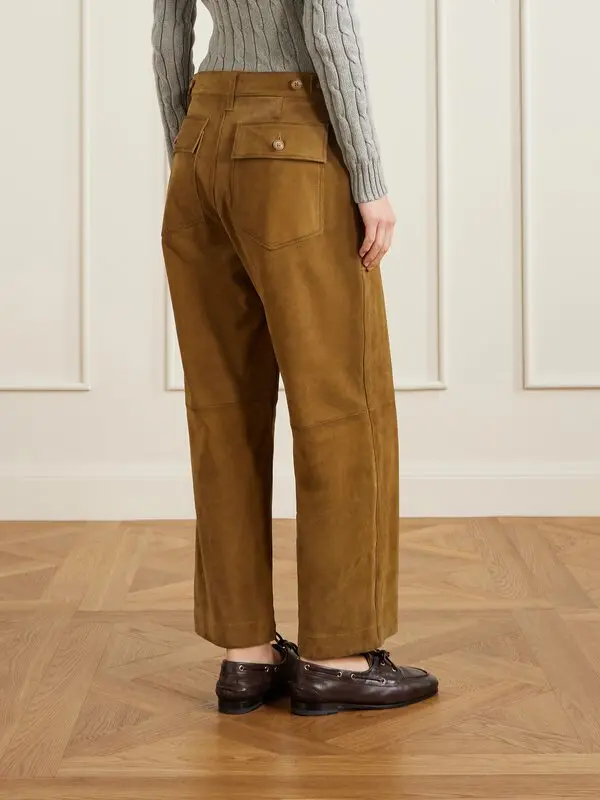 Polo Ralph Lauren Suede Straight-leg Pants - Brown