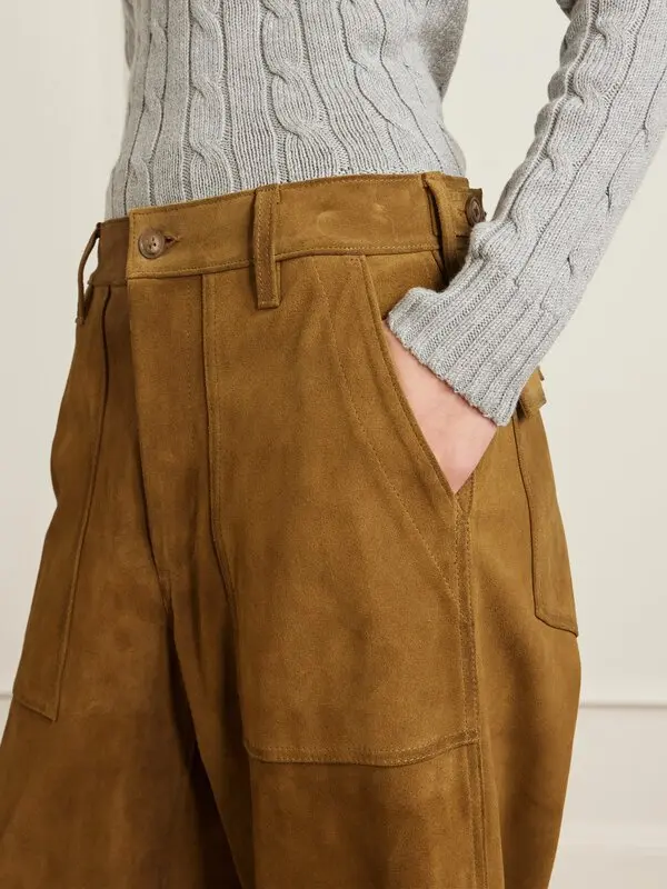 Polo Ralph Lauren Suede Straight-leg Pants - Brown