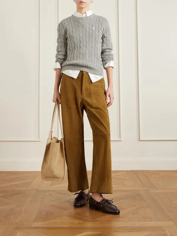 Polo Ralph Lauren Suede Straight-leg Pants - Brown