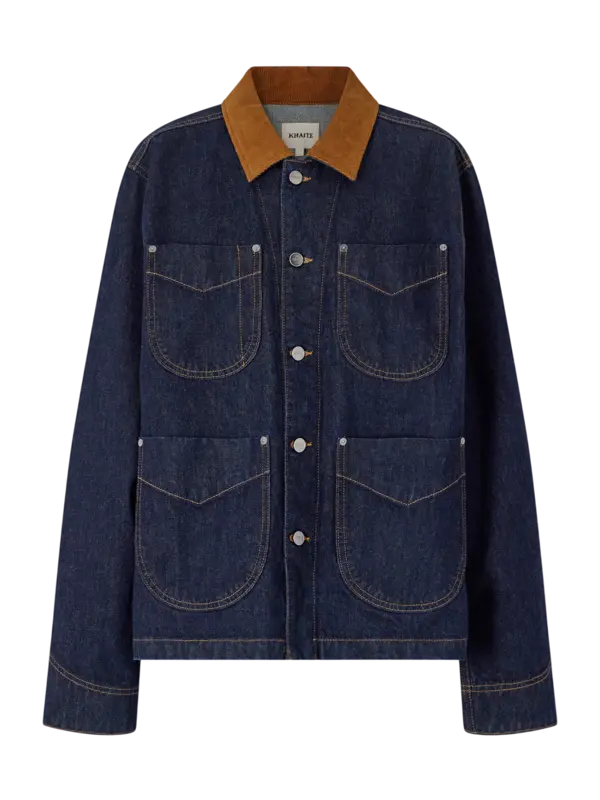 Khaite Wyatt Corduroy-trimmed Denim Jacket - Blue