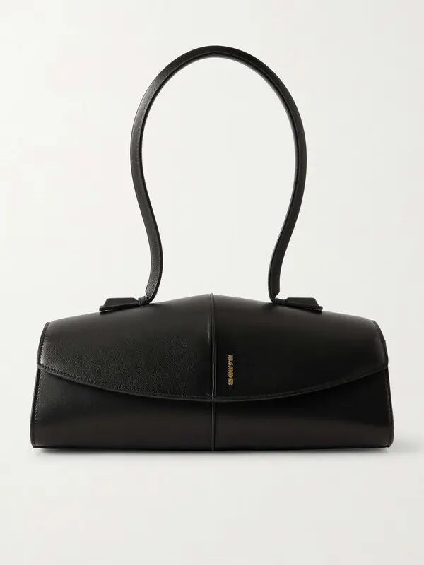 JIL SANDER Linea Leather Shoulder Bag - Black