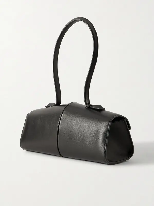 JIL SANDER Linea Leather Shoulder Bag - Black