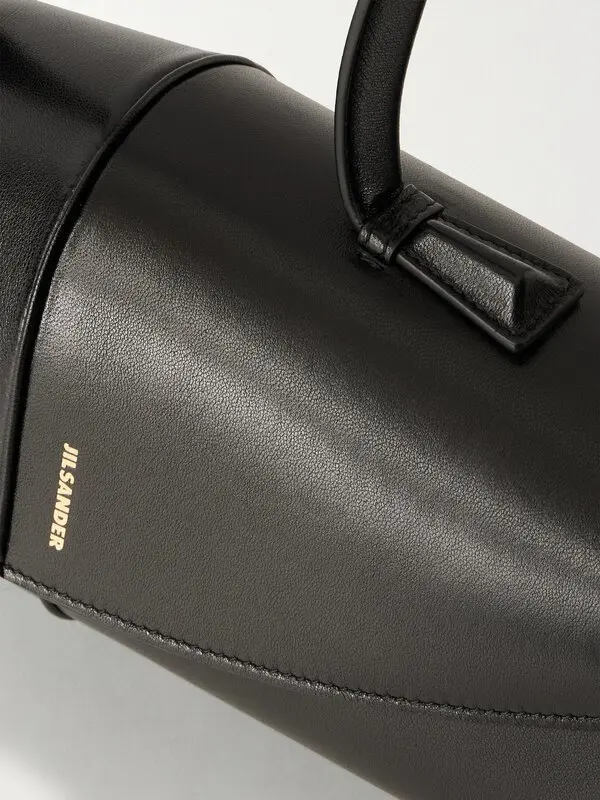 JIL SANDER Linea Leather Shoulder Bag - Black