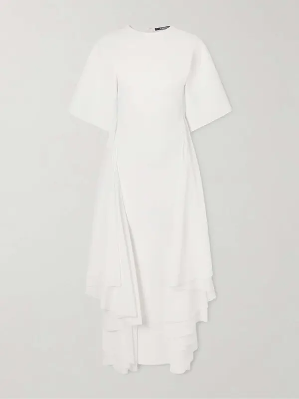 Jacquemus Mistral Draped Knitted Maxi Dress - White