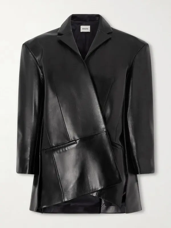 Khaite Asymmetric Paneled Leather Blazer