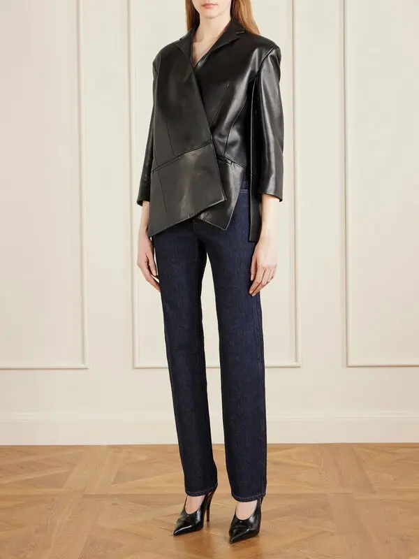 Khaite Asymmetric Paneled Leather Blazer