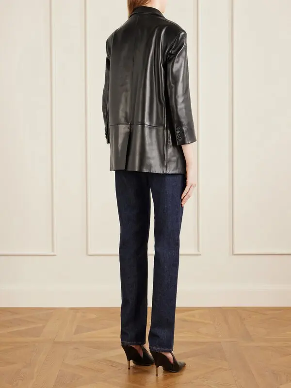 Khaite Asymmetric Paneled Leather Blazer
