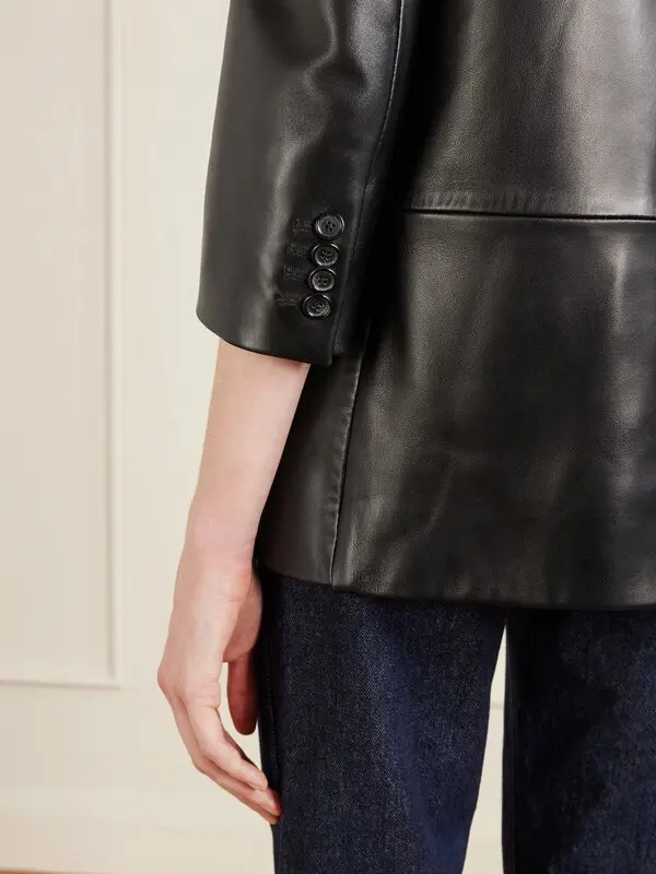 Khaite Asymmetric Paneled Leather Blazer