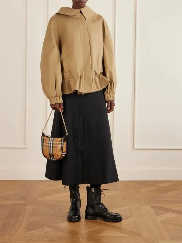 Burberry Leather-trimmed Checked Coated-canvas Shoulder Bag - Neutrals