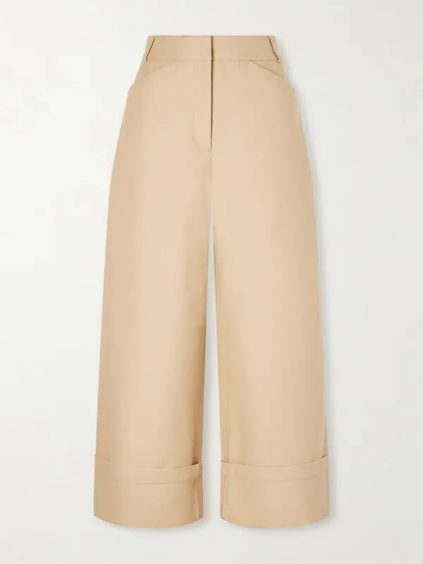 Another Tomorrow Organic Cotton High-rise Wide-leg Pants - Beige