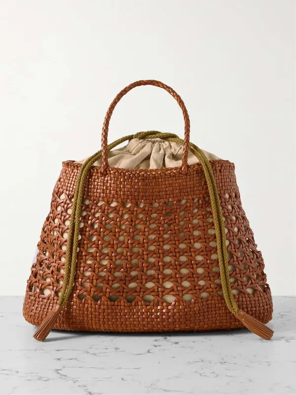 Dragon Diffusion Santa Cano Woven Leather Tote - Tan