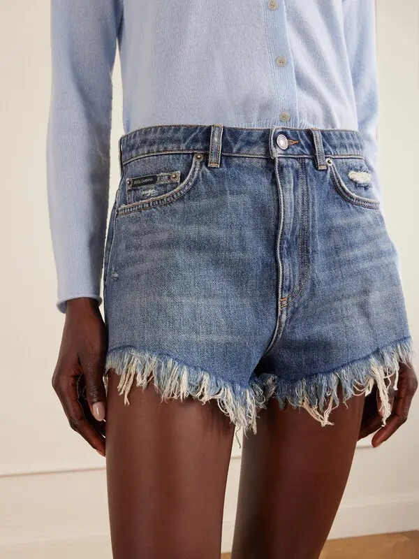 Dolce & Gabbana Frayed Denim Shorts