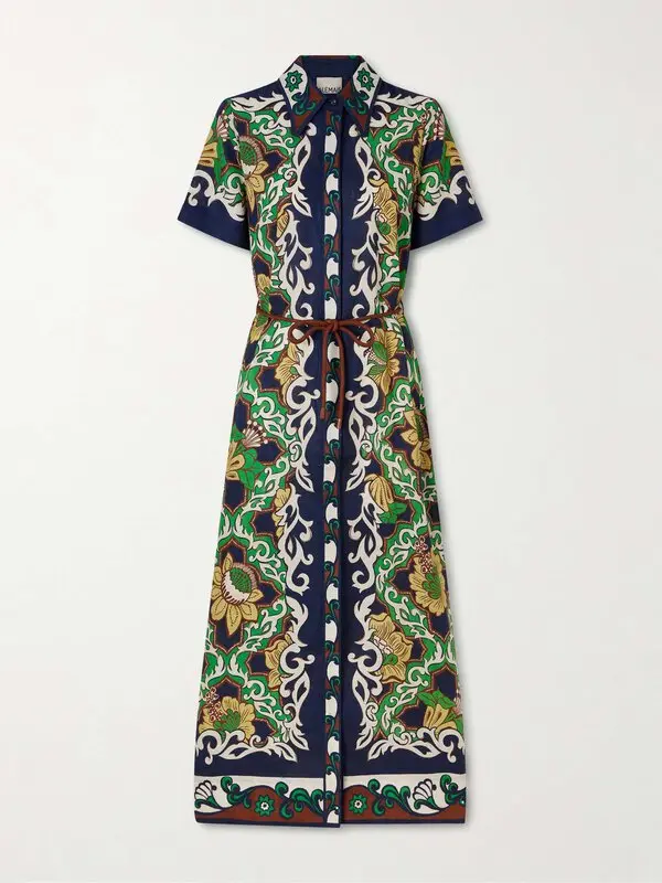 ALEMAIS Liana Printed Linen Midi Shirt Dress - Multi