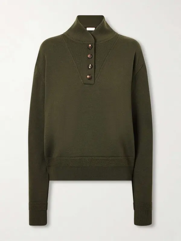 Veronica De Piante Alicia Wool Polo Shirt - Dark Green