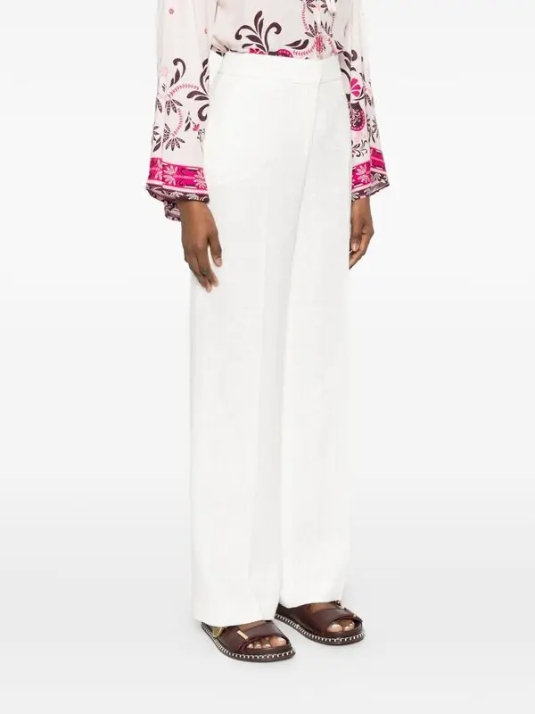 VIA MASINI 80 Linen Wide Leg Trousers - White