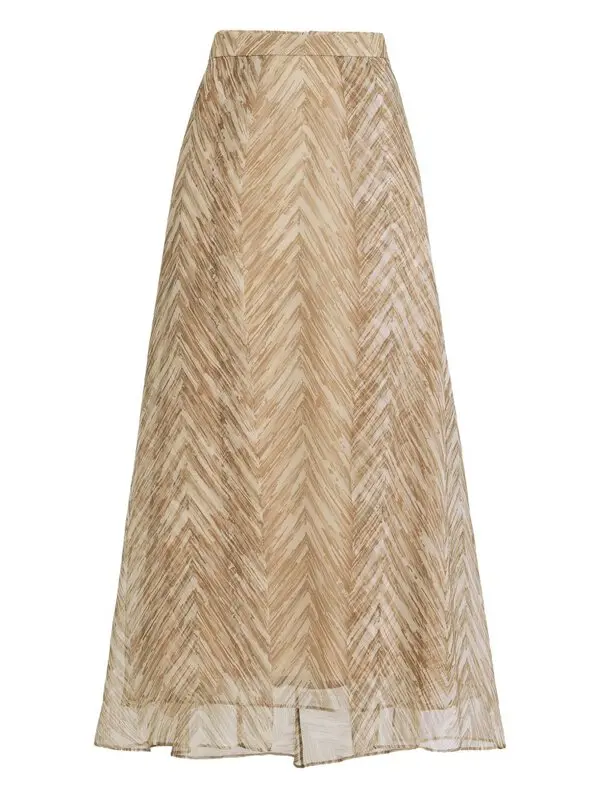 Brunello Cucinelli Silk Organze Long Skirt - Beige