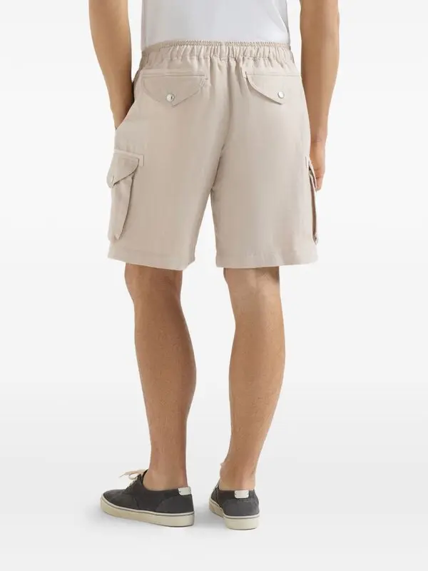 Brunello Cucinelli Linen Cargo Bermuda Shorts - Beige